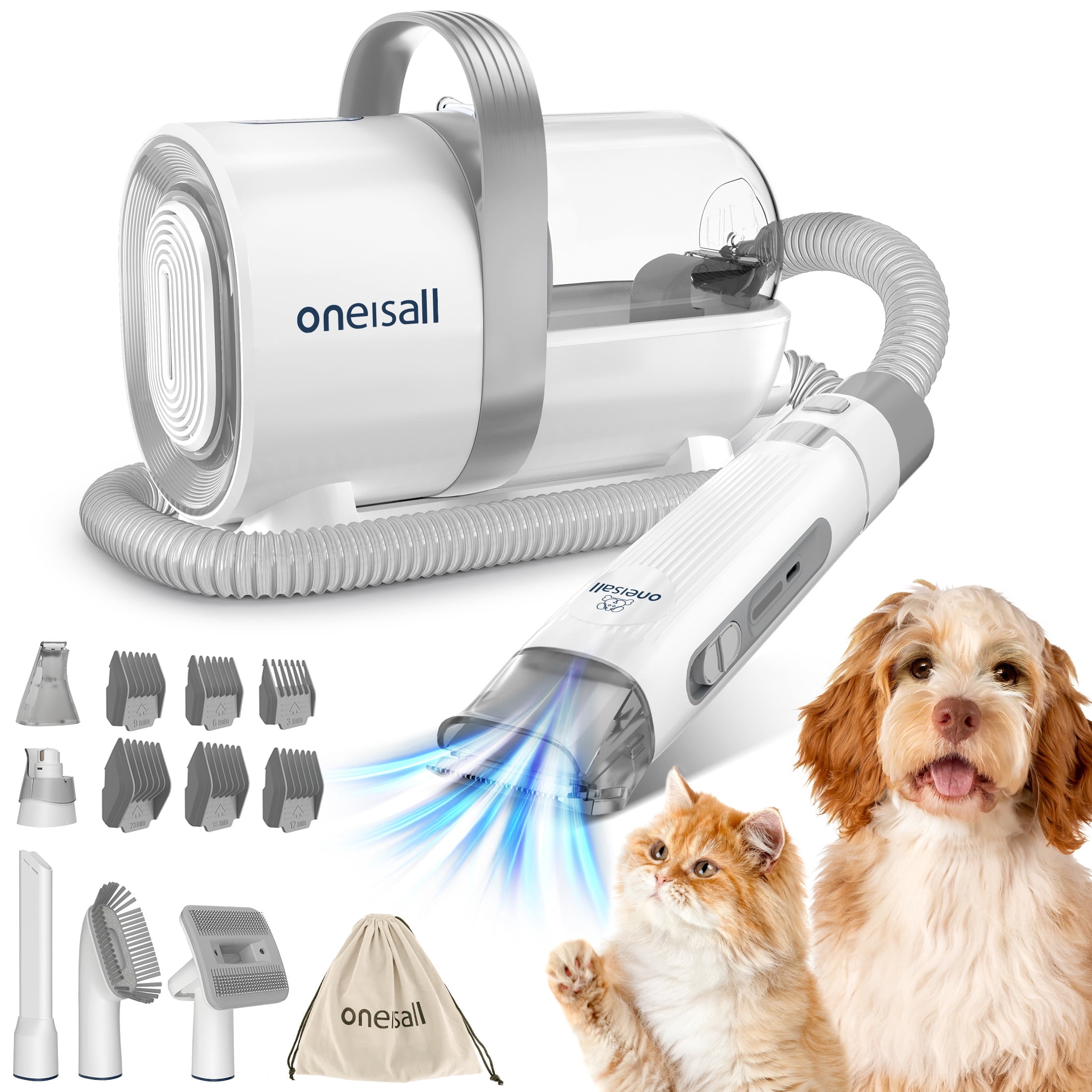 Oneisall LM3 Dog Grooming Vacuum, 8-in-1 Dog Grooming Kit, 11000Pa ...