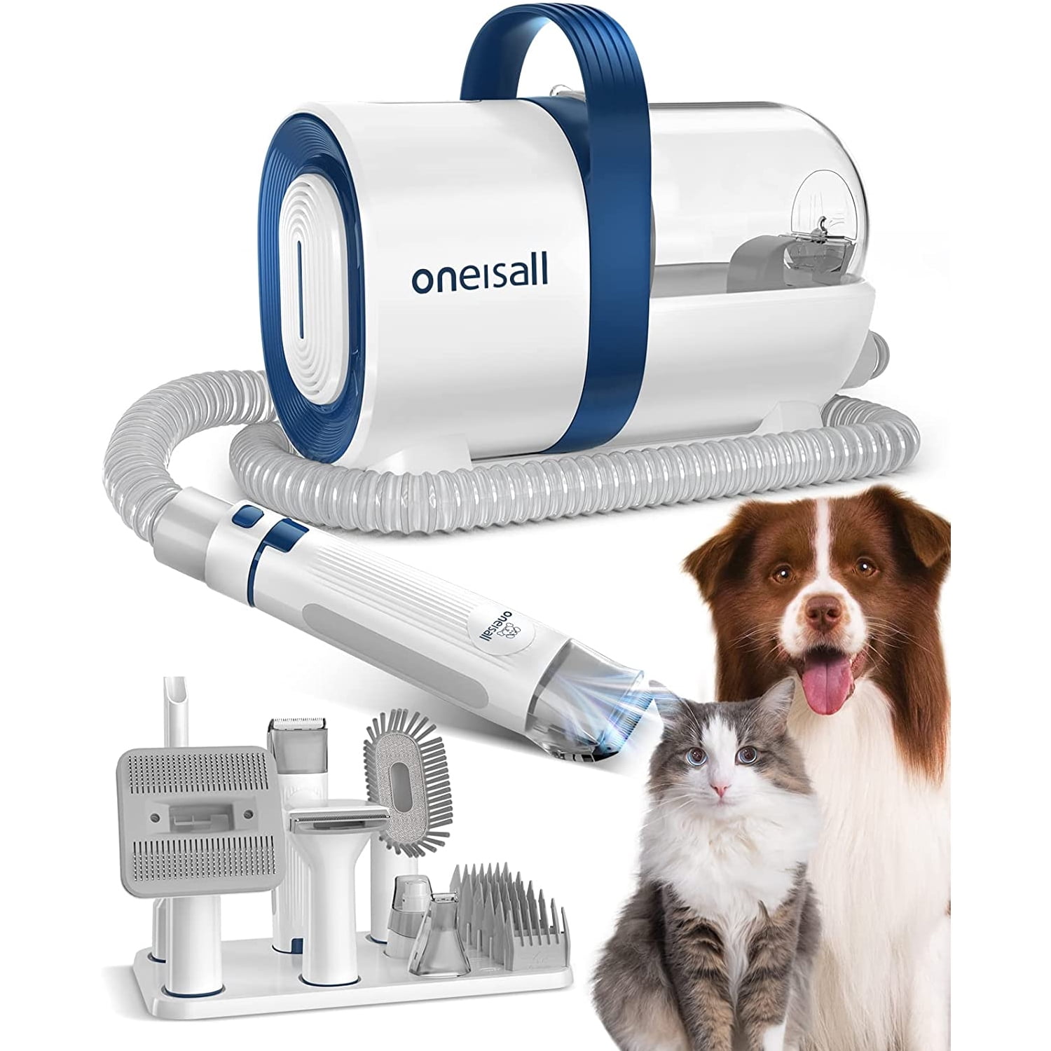 Oneisall LM2 Dog Grooming Kit, 7 in 1 Dog Hair Vacuum & Dog Clippers ...