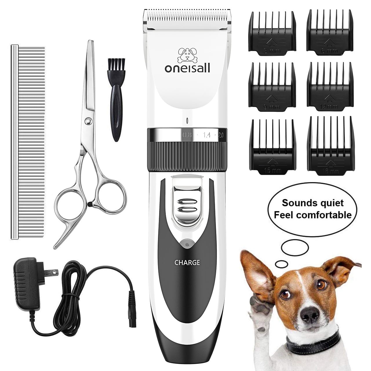 Oneisall P2 Low Noise Dog Grooming Kit, Rechargeable Cordless Clippers ...
