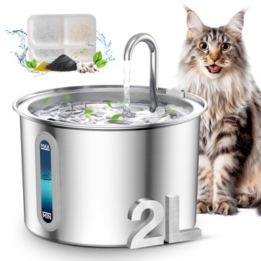 Beacon Pet 80 oz. Cat Water Fountain, Stainless Steel Pet Fountain with ...