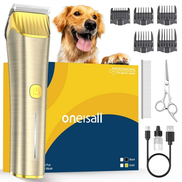 Oneisall Quiet Electric Dog Clippers, 2 Speed, Detachable Blade & 5 ...
