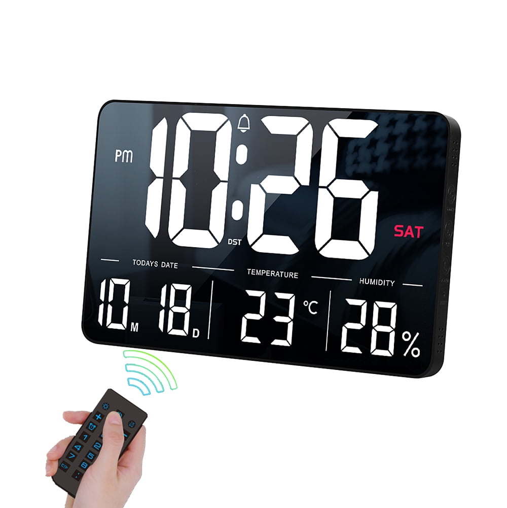 Onekawa 13.1" Digital Wall Clock,Large LED Display Clocks,Adjustable Brightness Calendar Clock ...