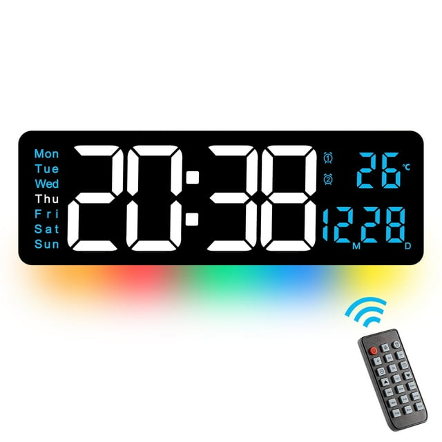 Onekawa 16" Digital Wall Clock,Dimmer Dual Alarm Clocks for Bedroom,8 ...