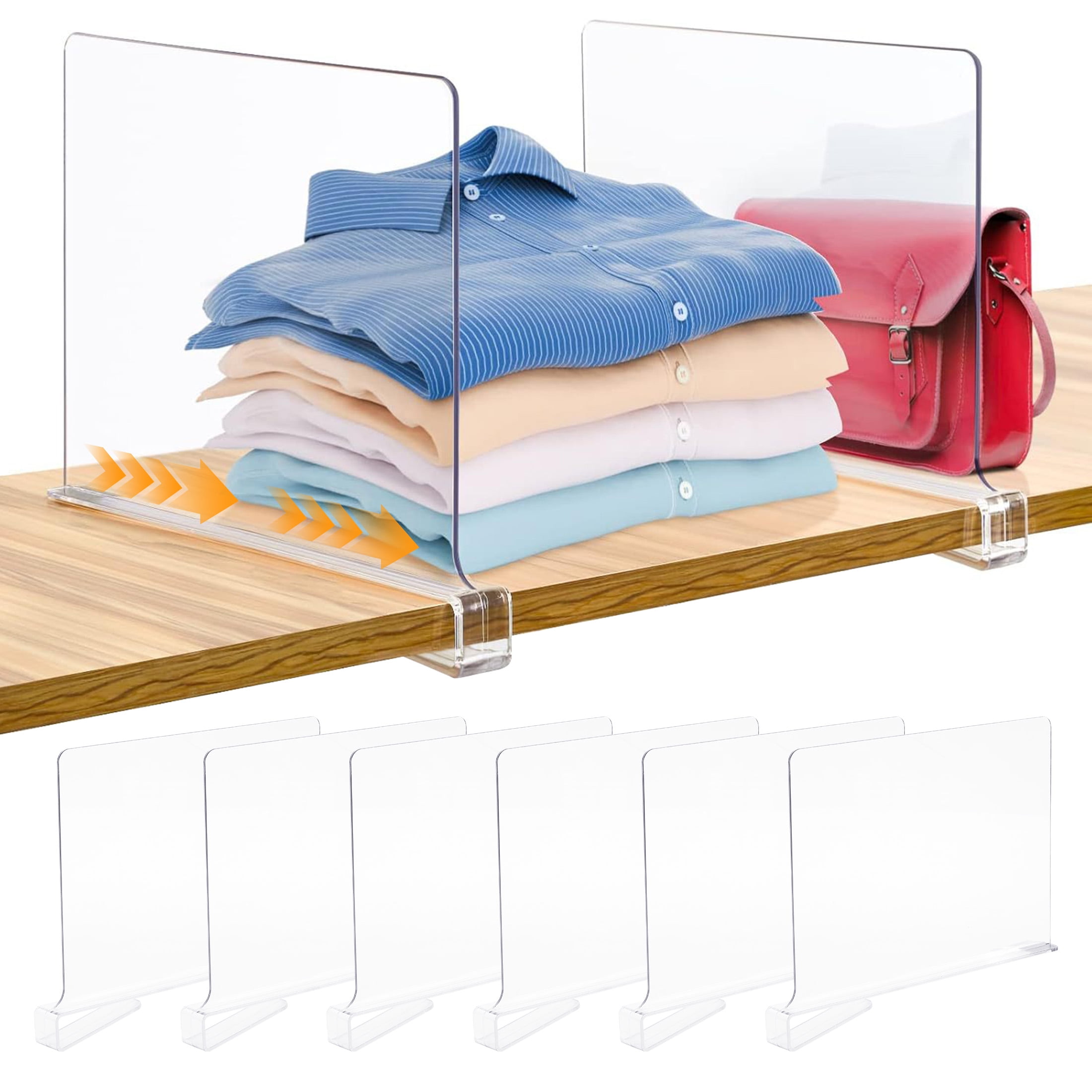 Onekawa 6-Pack Transparent Closet Organizers – Versatile Shelf Dividers ...