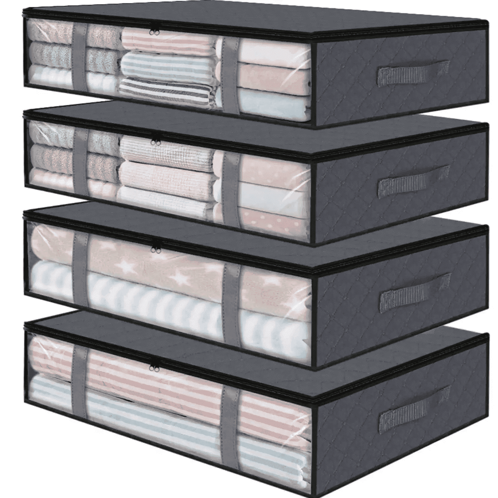 "Onekawa Under Bed Storage Containers, 4 Pack, 42L Nonwoven Foldable ...