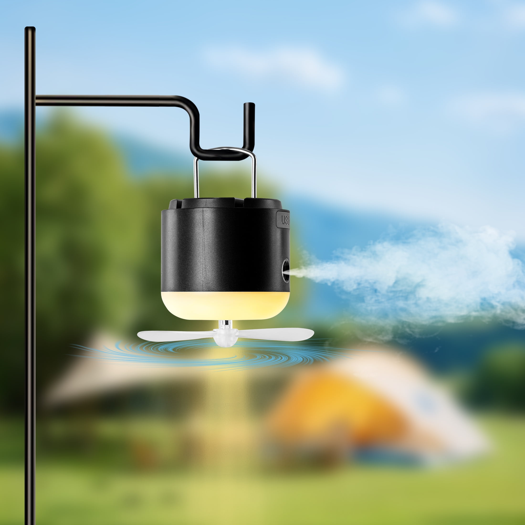 Onekawa Camping Lantern with Fan,Rechargeable Portable LED Tent Light ...