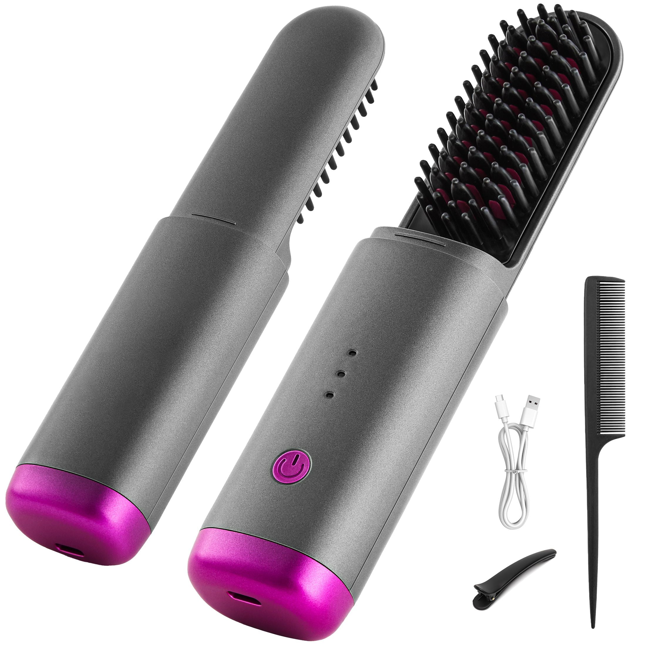 Onekawa Hair Straightener Brush, 3-Speed Temperature 20s Fast Heating ...