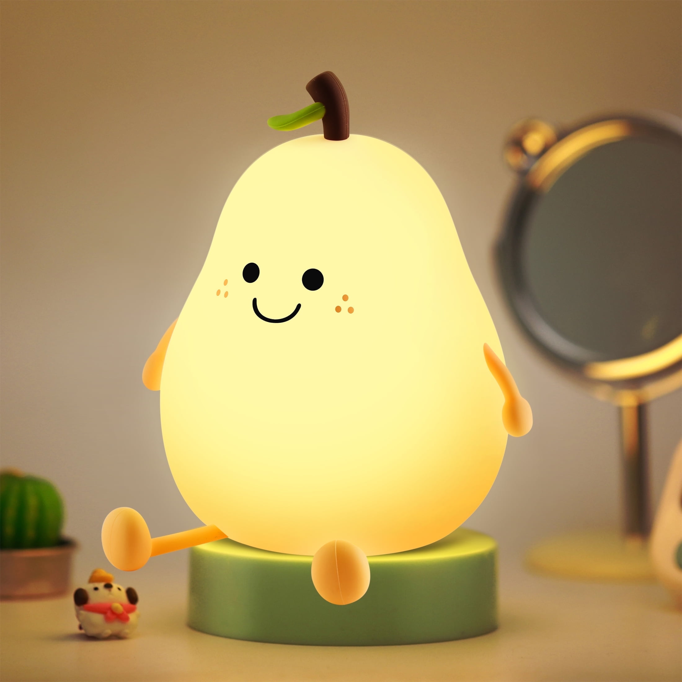 Onekawa Kids Night Lights, Dimmable Silicone Pear Lamps, Room ...
