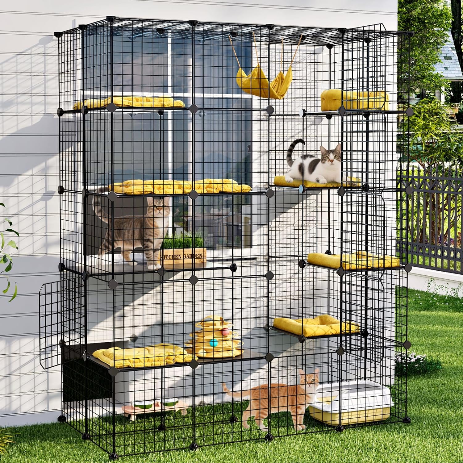 Oneluck Large Outdoor Cat House Catio Enclosure, DIY Cage Kennels Crate ...