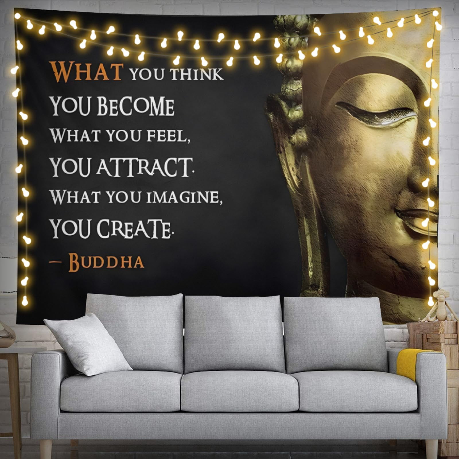 Oneluffy Buddha Tapestry Wall Hanging Zen Art with Large Buddha Statue ...