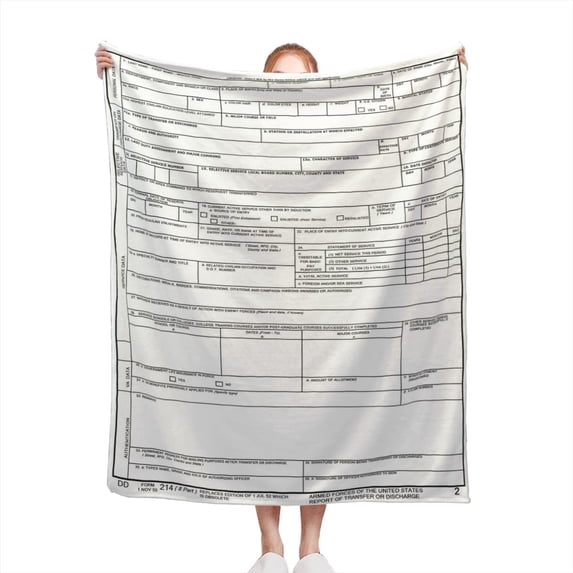 Oneluffy DD Form 214 Throw Blanket Veterans Blanket DD214 Warm Plush ...