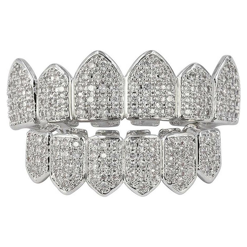CZ Gap Grillz Silver Tone Single Tooth Top or Bottom Bling Teeth Single ...