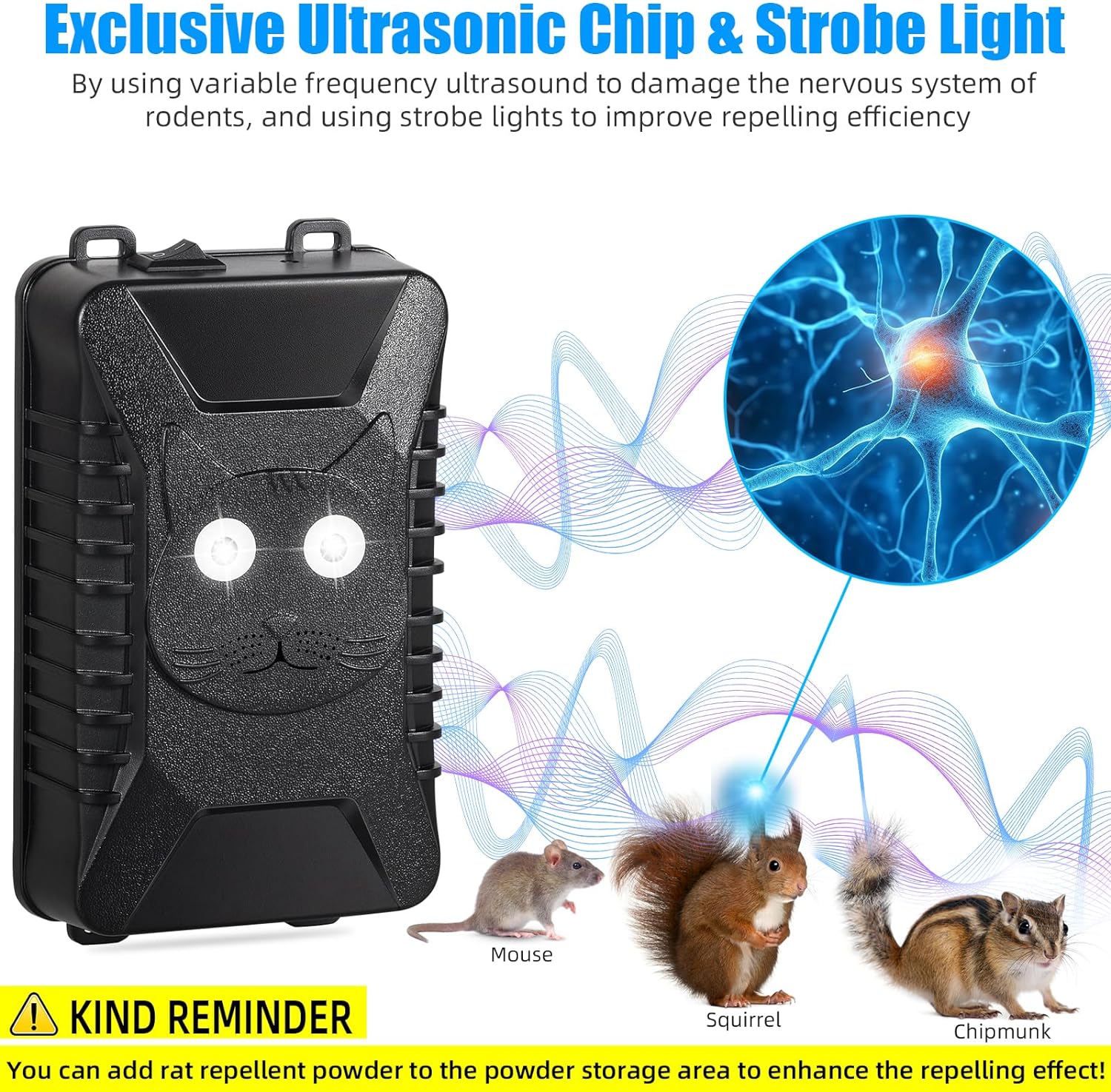 Onemayship Car Engine Rodent Repellent Ultrasonic Squirrel Strobe Light ...