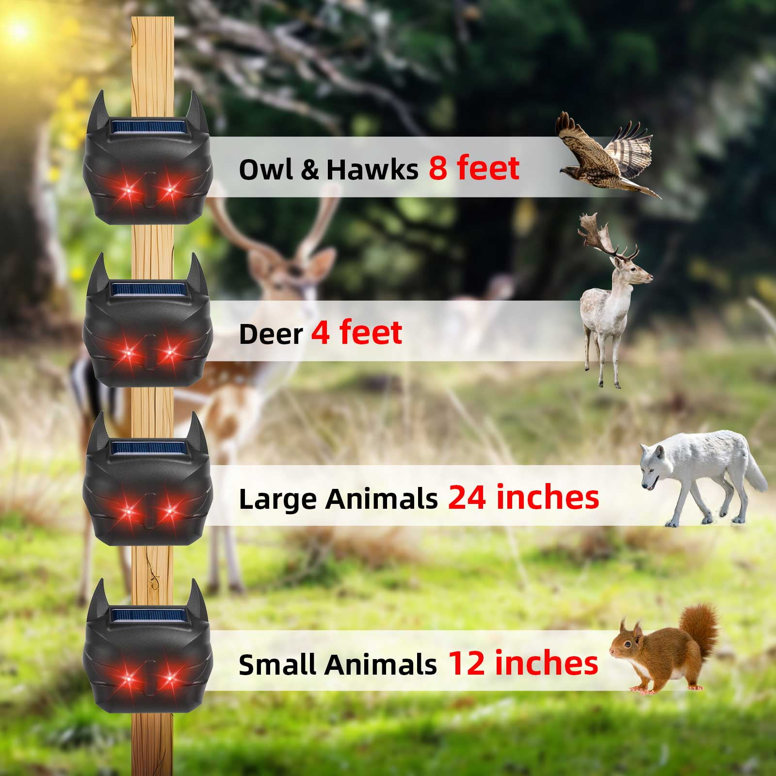 Onemayship Solar Animal Repellent Outdoor Bright Red Light 2024 ...