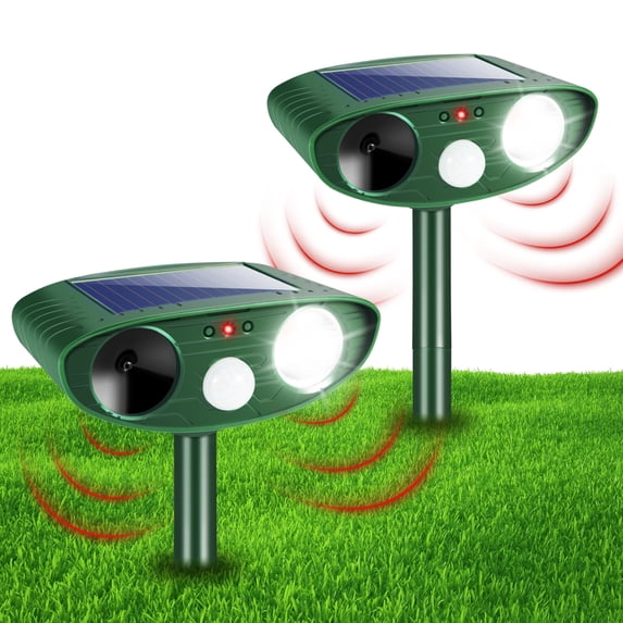 KingFurt Ultrasonic Solar Powered Animal Deterrent, Motion Detector ...
