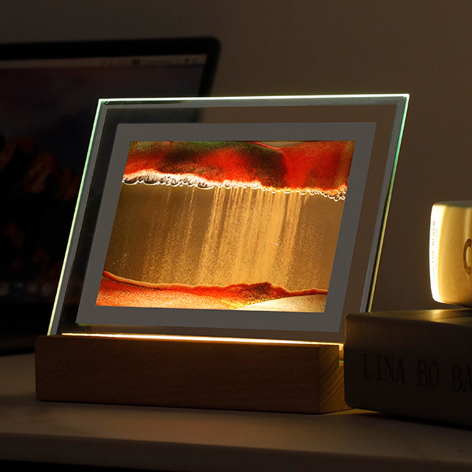 Oneshit Decorative Lights Moving Sand Art,360° Rotating Hourglass ... Oneshit Decorative Lights Moving Sand Art,360° Rotating Hourglass ...