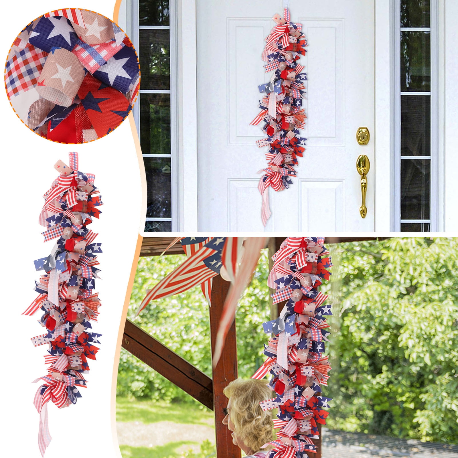 Oneshit Garlands Clearance Independence Day Wreath Porch Decoration ... Oneshit Garlands Clearance Independence Day Wreath Porch Decoration ...