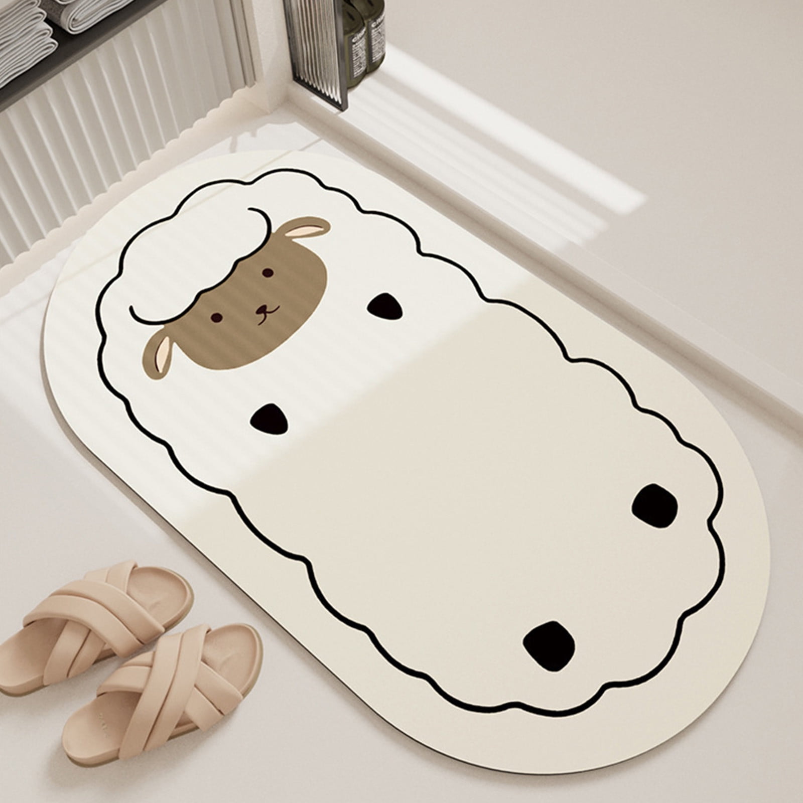 Oneshit Ute Lamb Diatom Mud Floor Mat, Absorbent And Quick-drying Floor ...