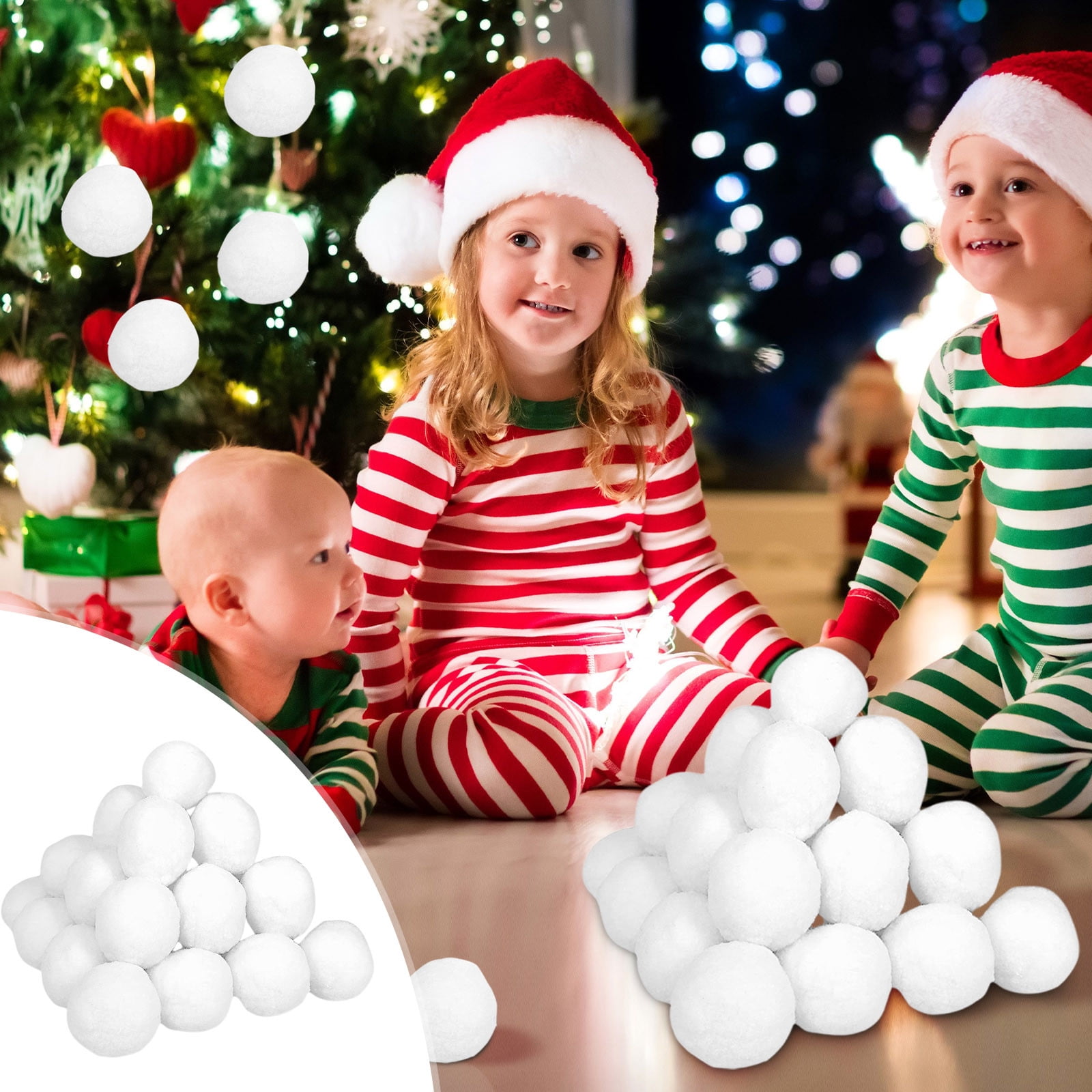 Oneshrt 50 Pcs Fake Snowballs for Kids- 2.75 Inch Indoor Snowball Fight ...