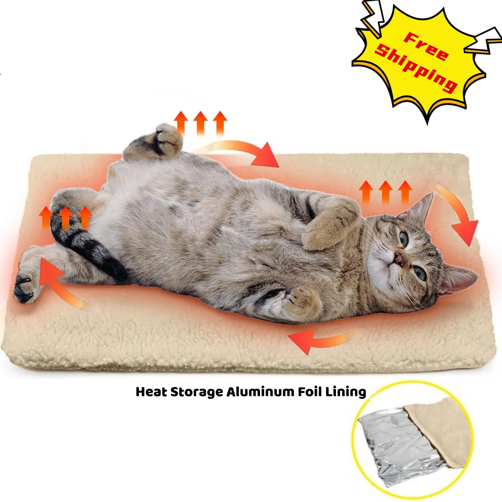 Oneshrt Self Heating Cat Pad Self Warming Cat Bed, 23.6" x 17.7" Inch ...