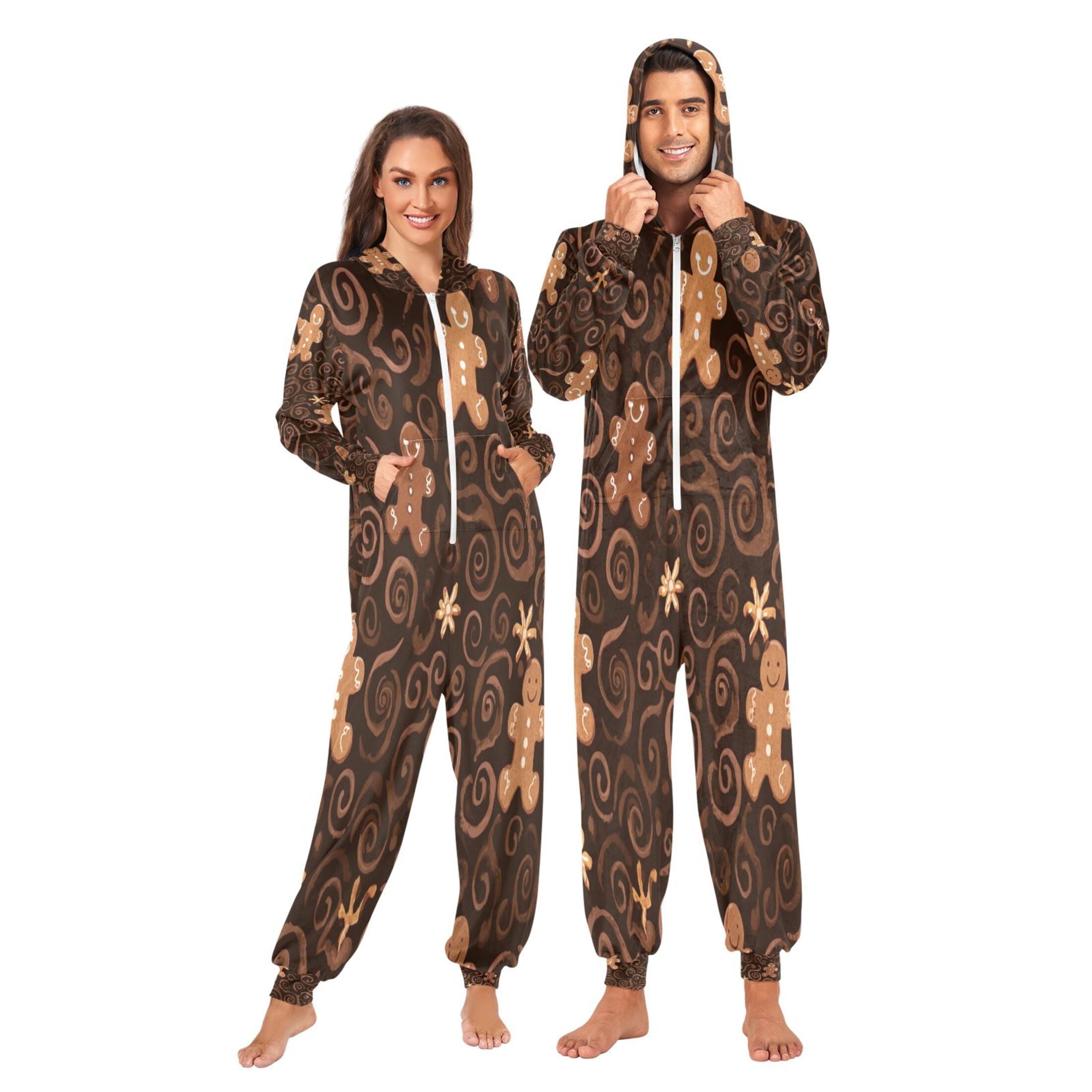 Onesie Jumpsuits For Men&Women Winter One Piece Zipper Pajamas Playsuit ...