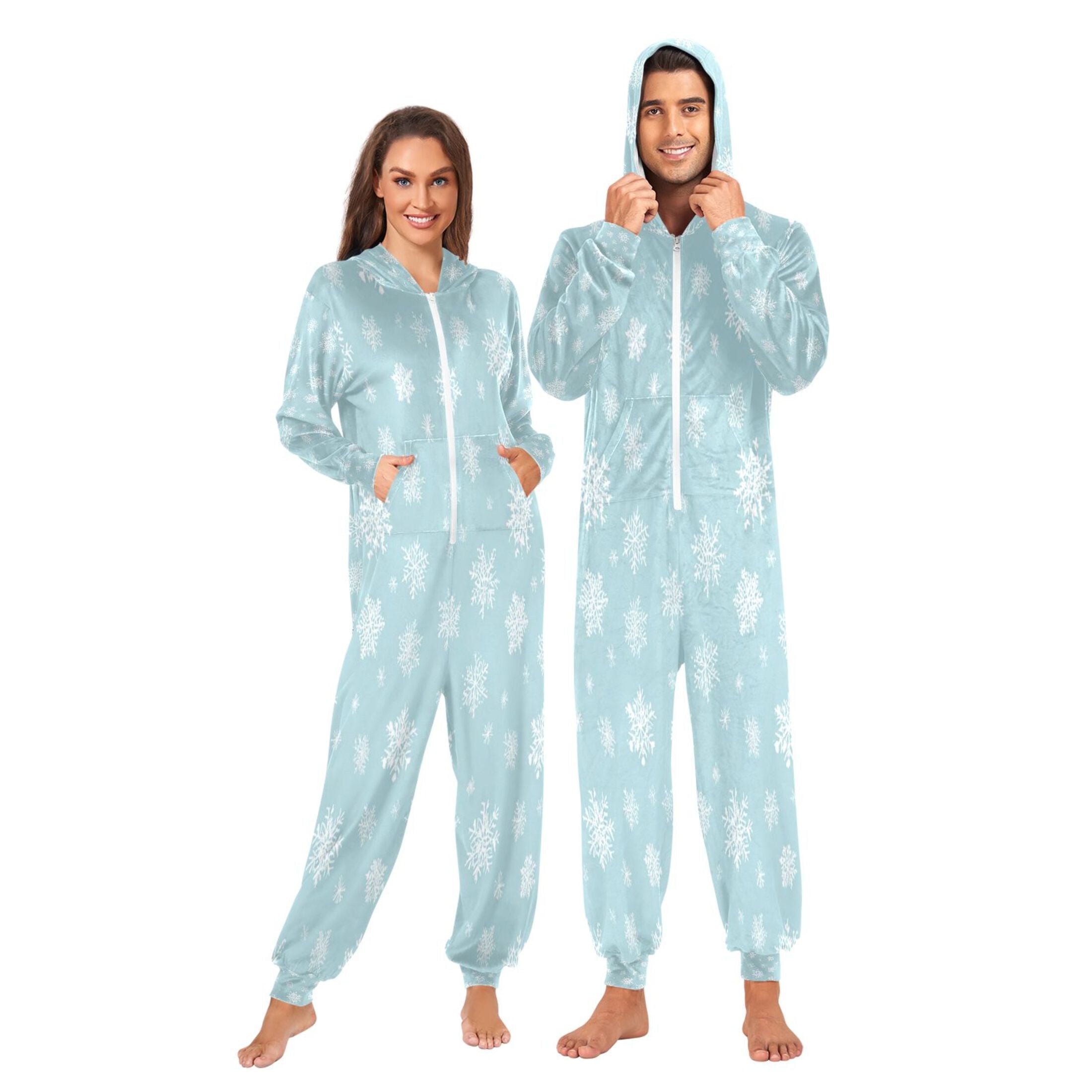 Onesie Jumpsuits For Men&Women Winter One Piece Zipper Pajamas Playsuit ...
