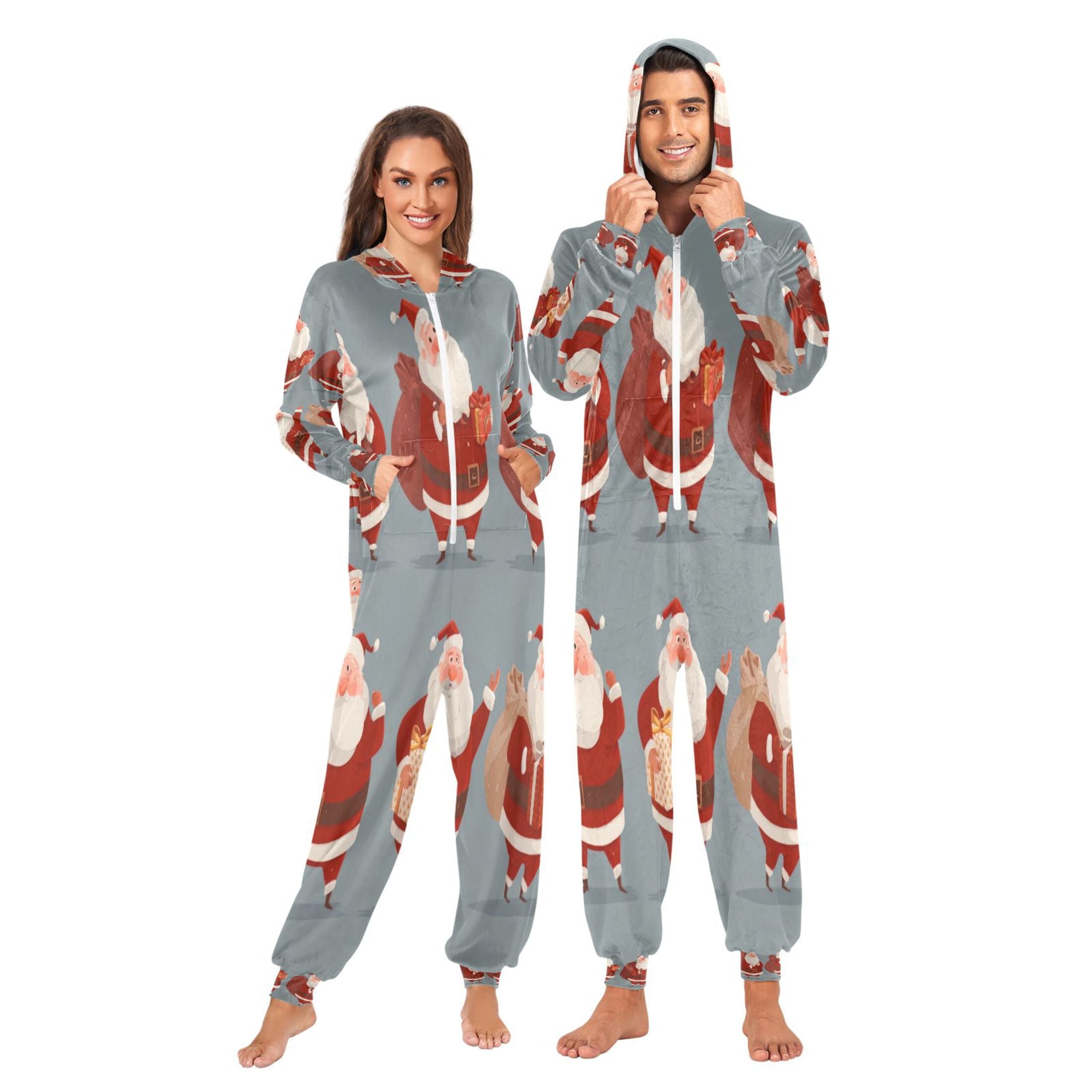 1-Pack Onesie Jumpsuits For Men&Women Winter One Piece Zipper Pajamas ...