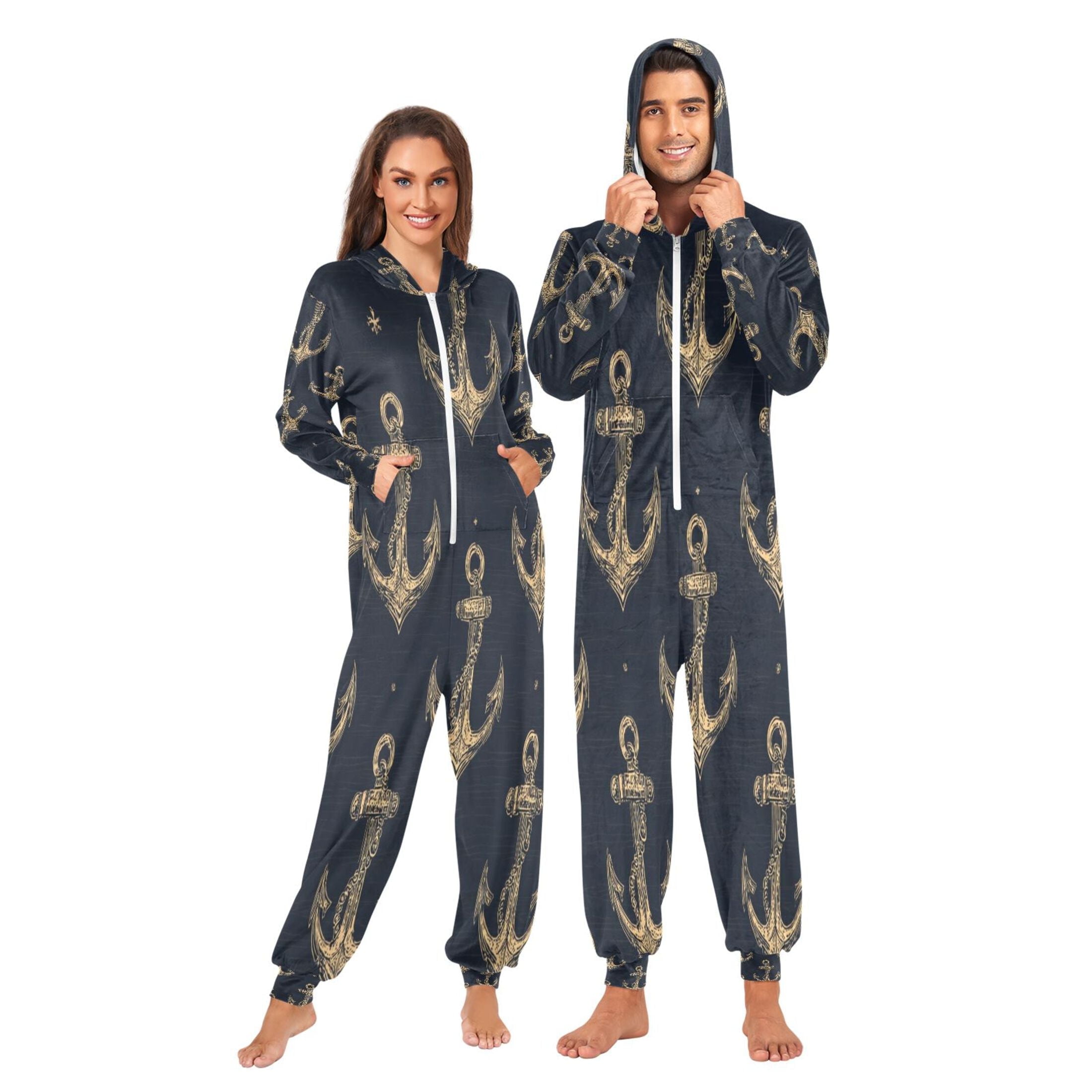 1-Pack Onesie Jumpsuits For Men&Women Winter One Piece Zipper Pajamas ...