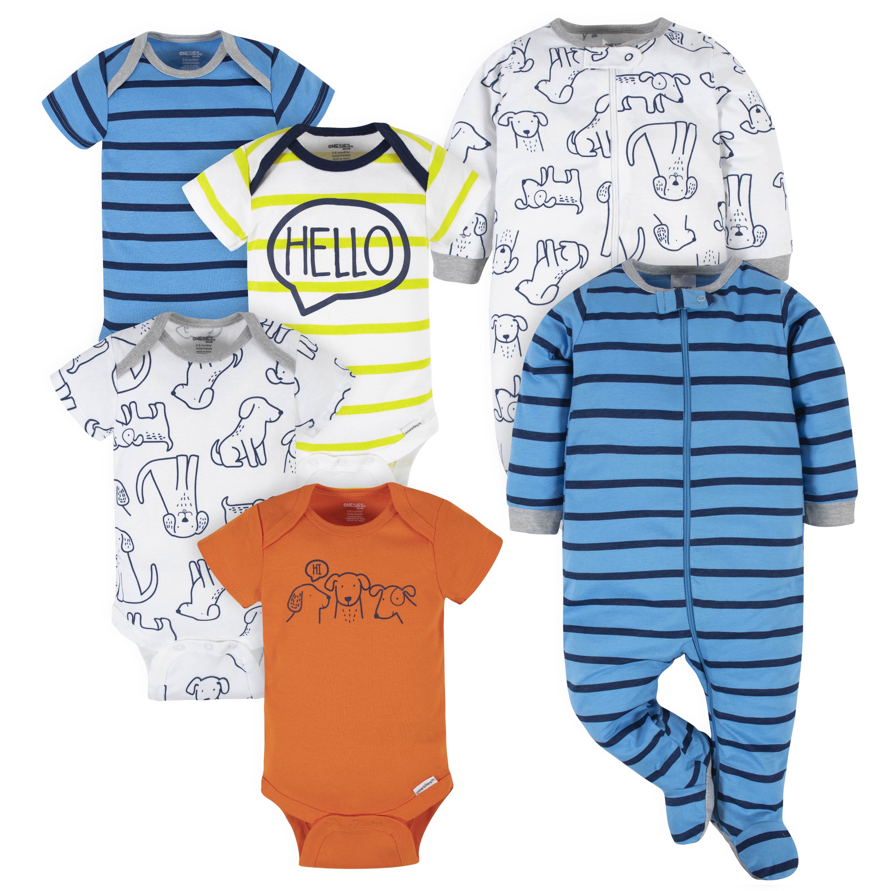 Onesies Brand Baby 4 Pack Short Sleeve Bodysuit and 2 Pack Sleep 'N ...