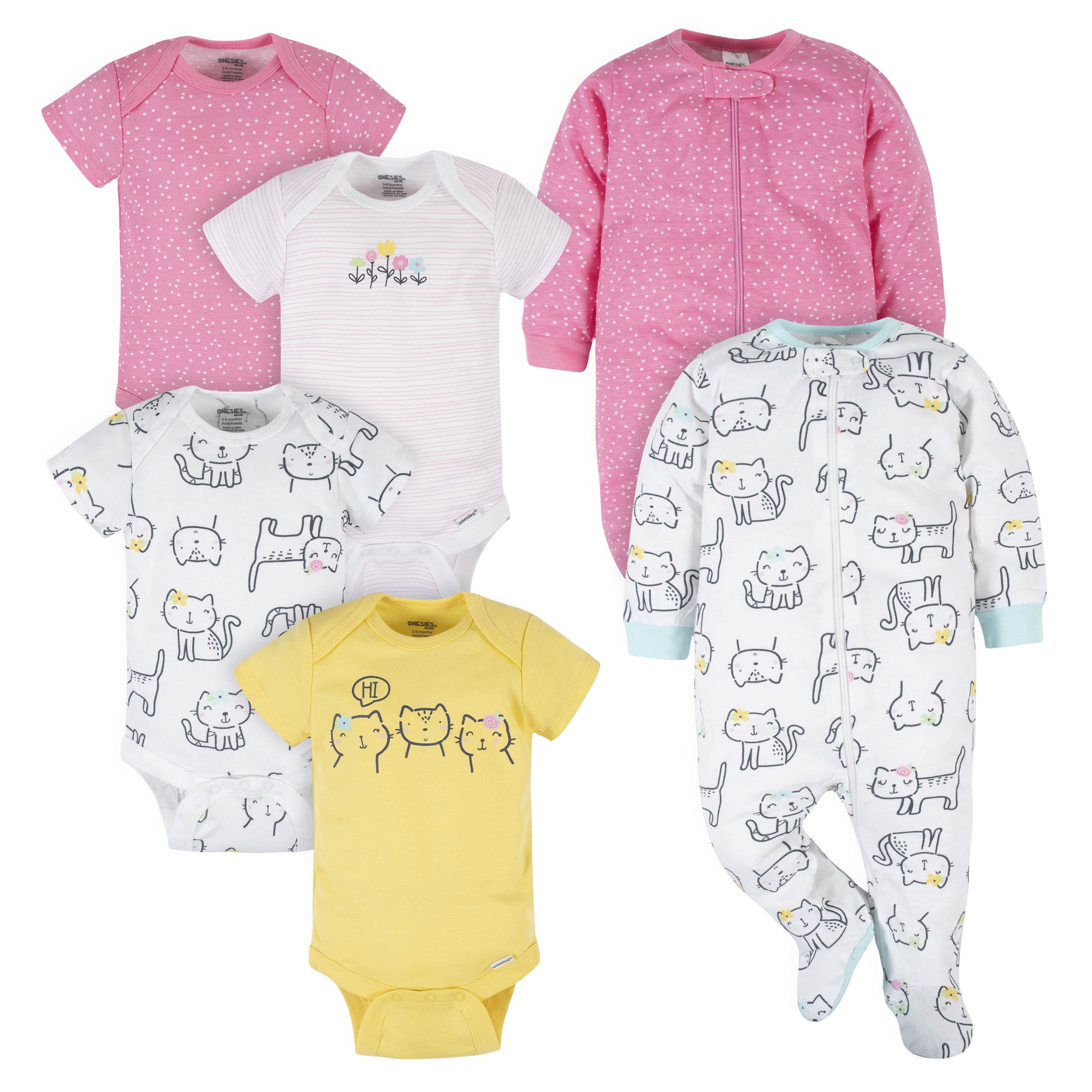 Onesies Brand Baby 4 Pack Short Sleeve Bodysuit and 2 Pack Sleep 'N ...