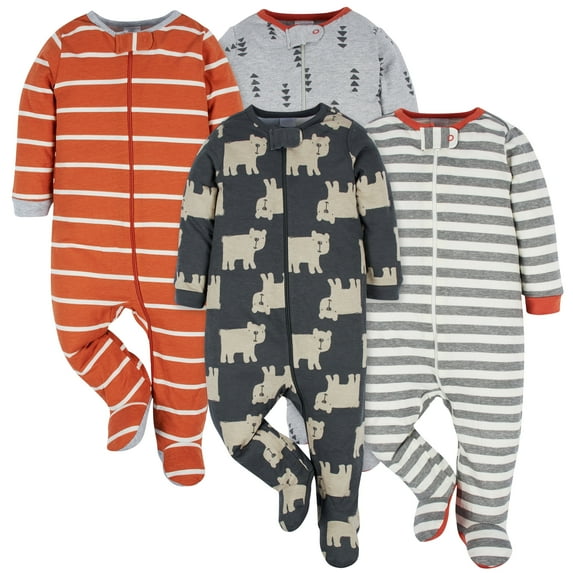 Onesies Brand Infant Boy's Cotton Footed Sleepers, Zip Snap Clothes, 4 ...