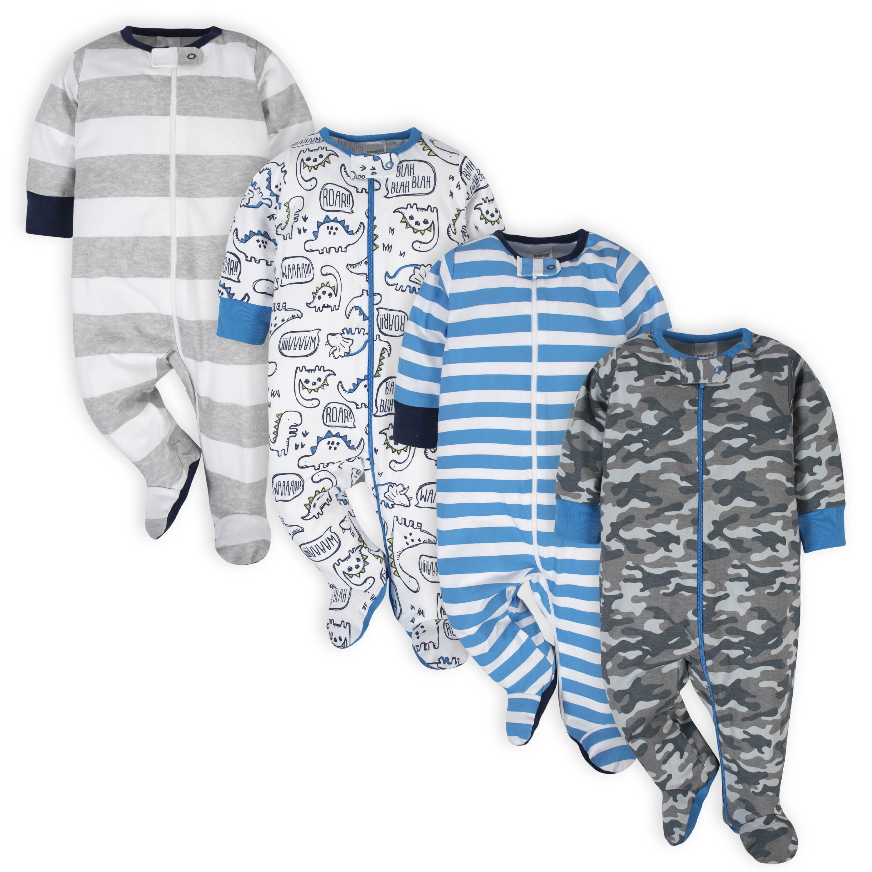 Onesies Brand Infant Zipper Sleeper: Baby Boy Cotton Footed Pajamas, 4 ...