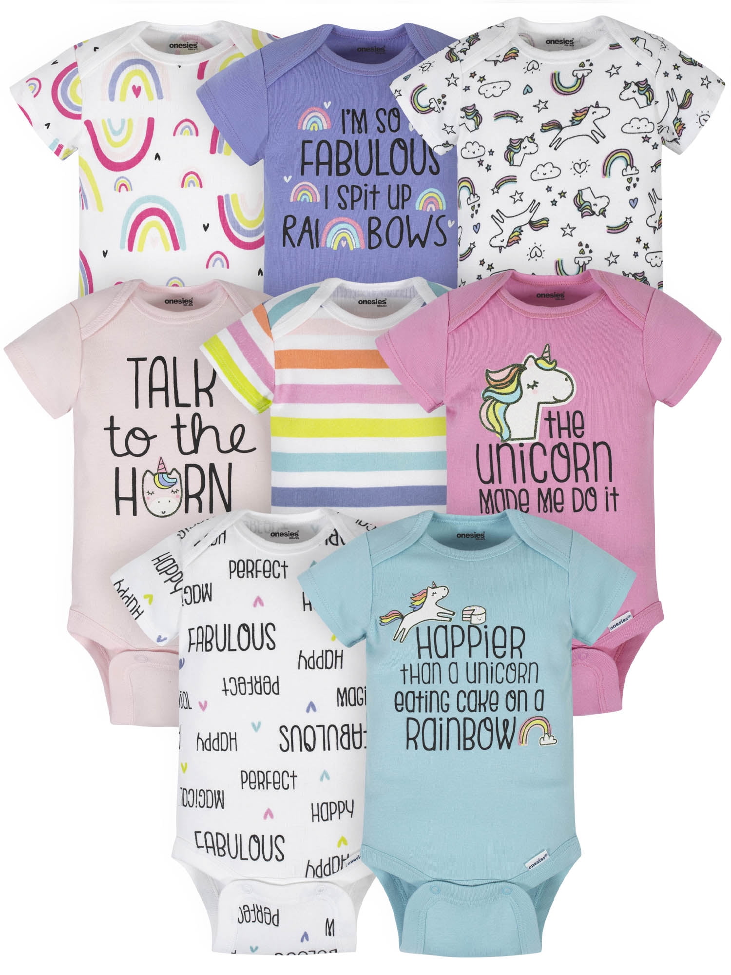 Onesies Brand Baby Girl Short Sleeve Onesies Bodysuits, 8-Pack (Newborn ...