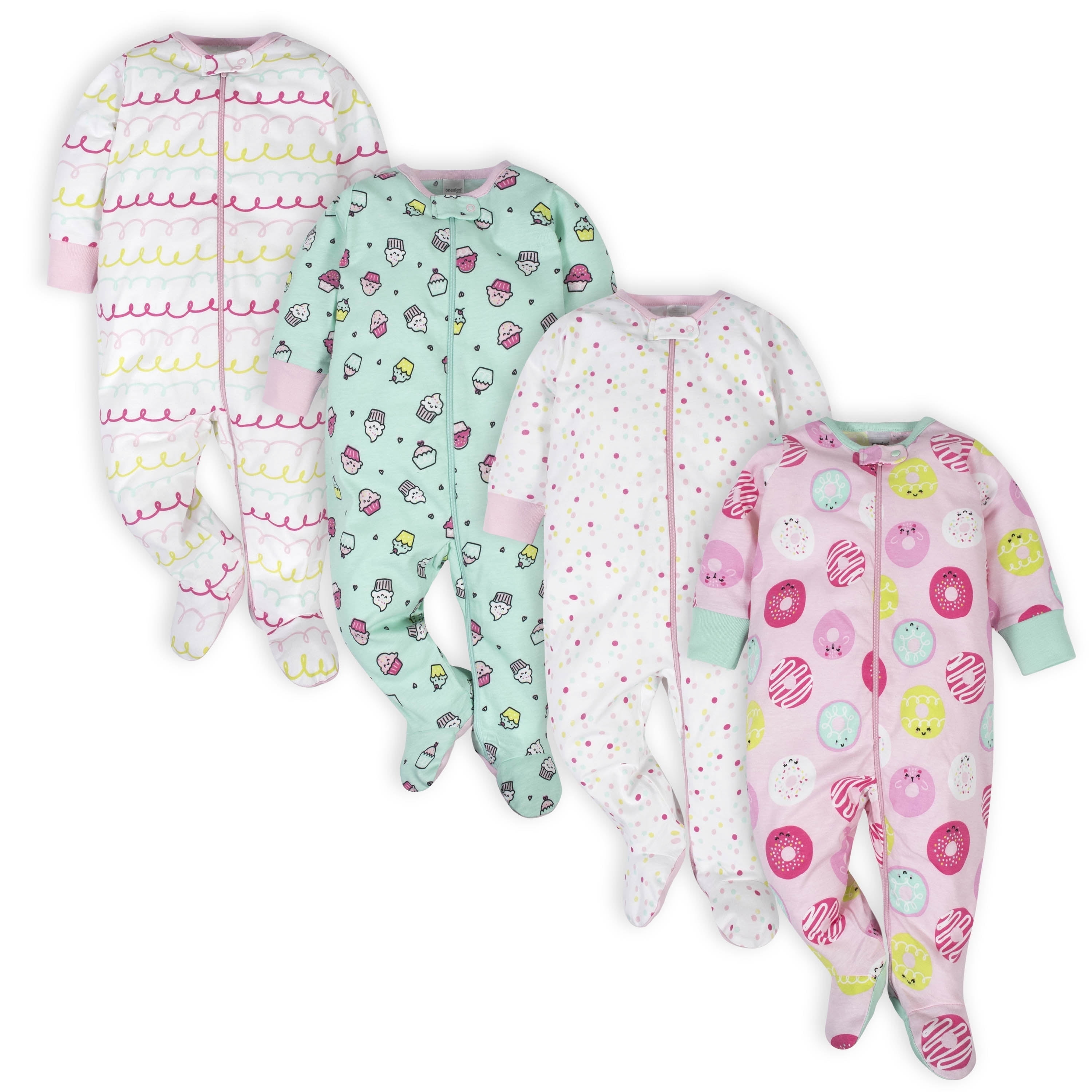 Onesies Brand Baby Girl Sleep 'n Play Footed Pajamas, 4-Pack, Sizes ...