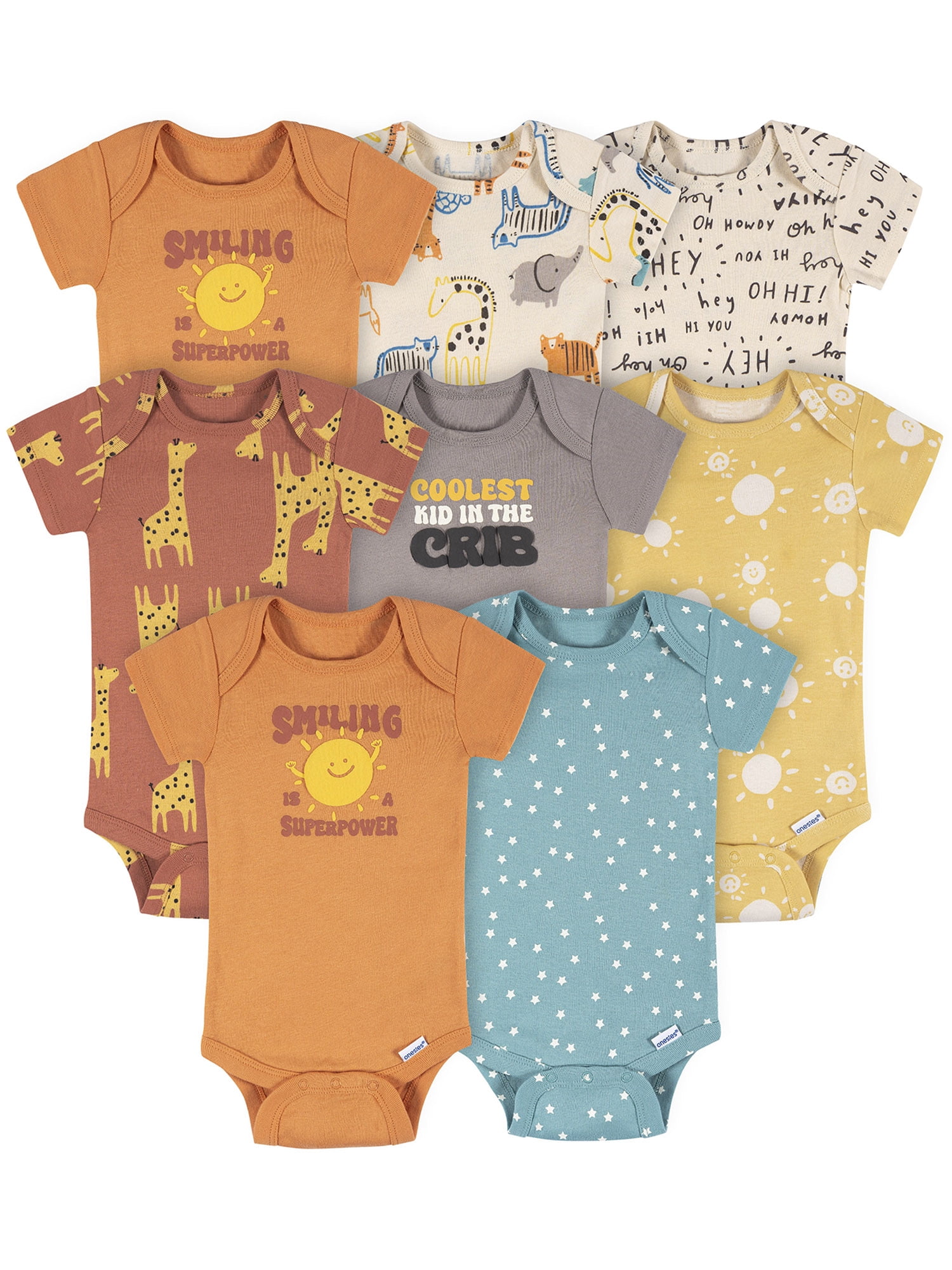 Onesies Brand Baby Neutral Bodysuits, 8-Pack, Sizes Newborn - 12 Months ...
