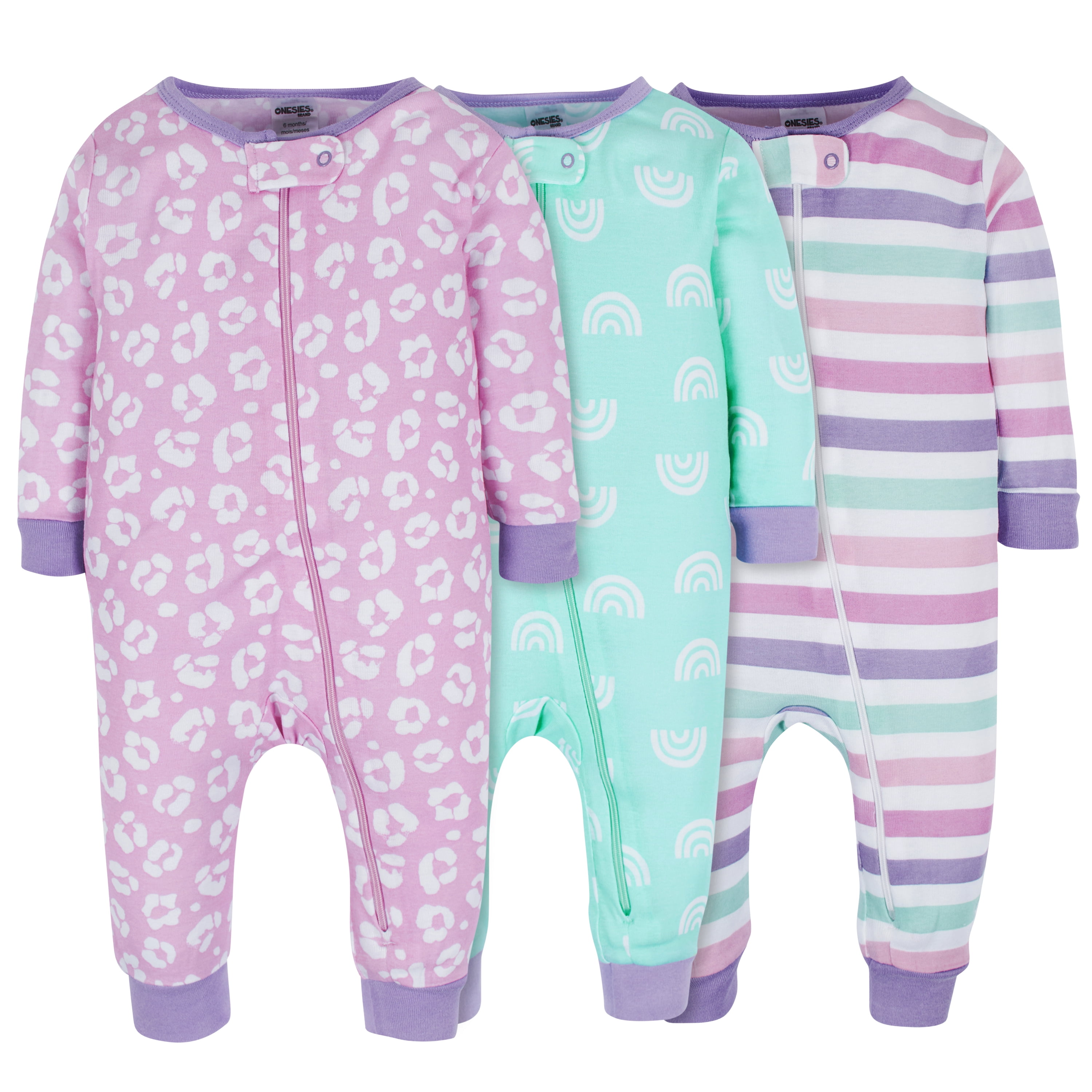 Onesies Brand Baby & Toddler Girl Snug Fit Footless Cotton Jammies, 3 ...