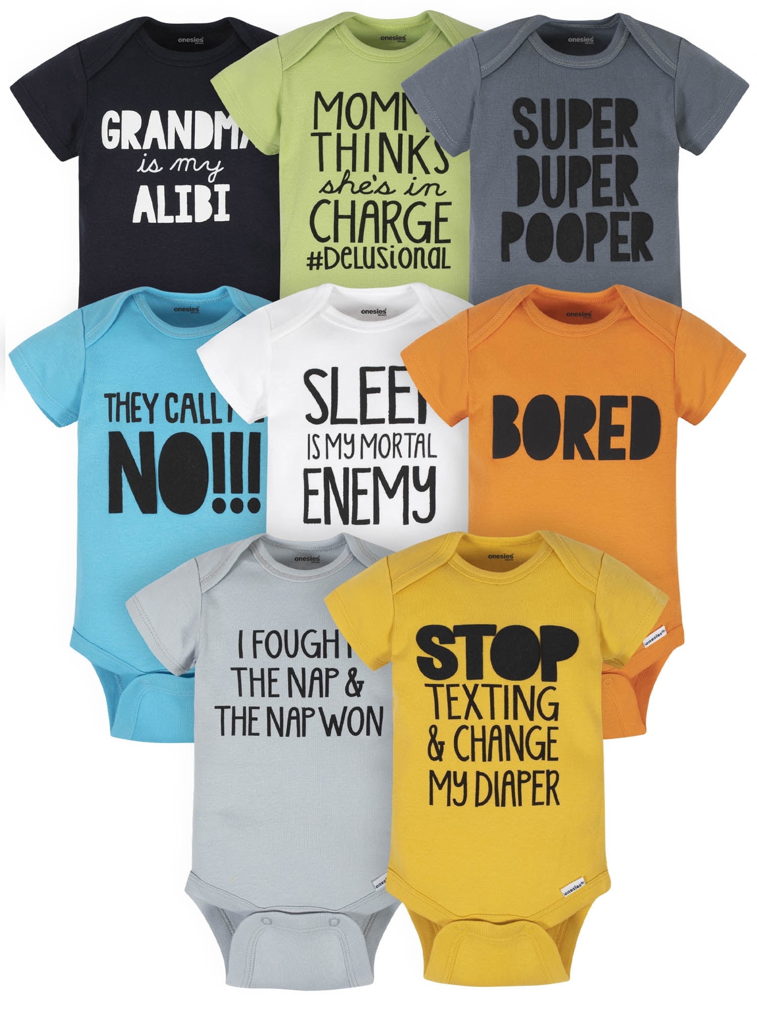 Onesies Brand 8-Pack, Gender Neutral Short Sleeve Bodysuits, Sizes N ...