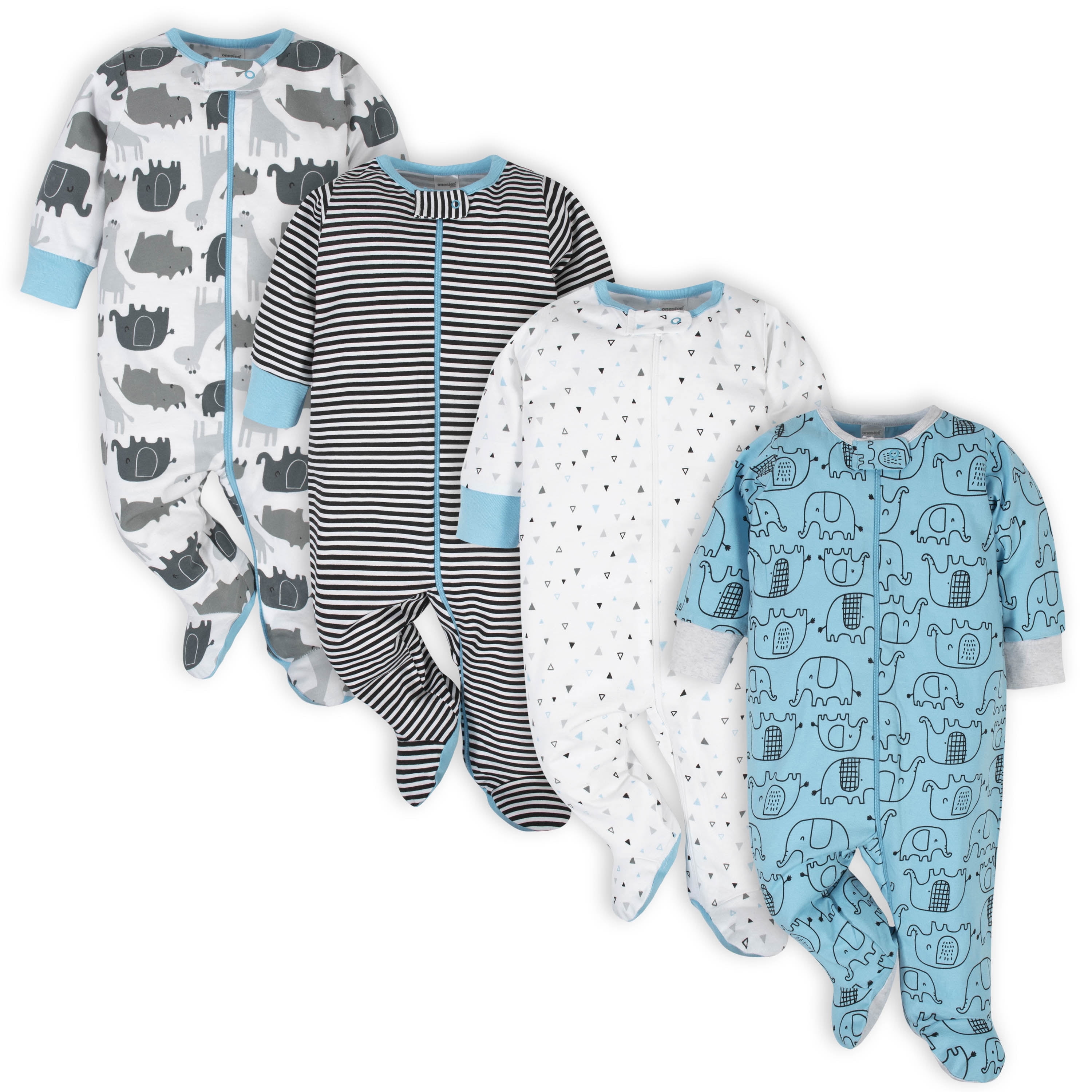 Onesies Brand Zip Baby Onesie, Infant Long Sleeve Sleepers, 4-Pack ...