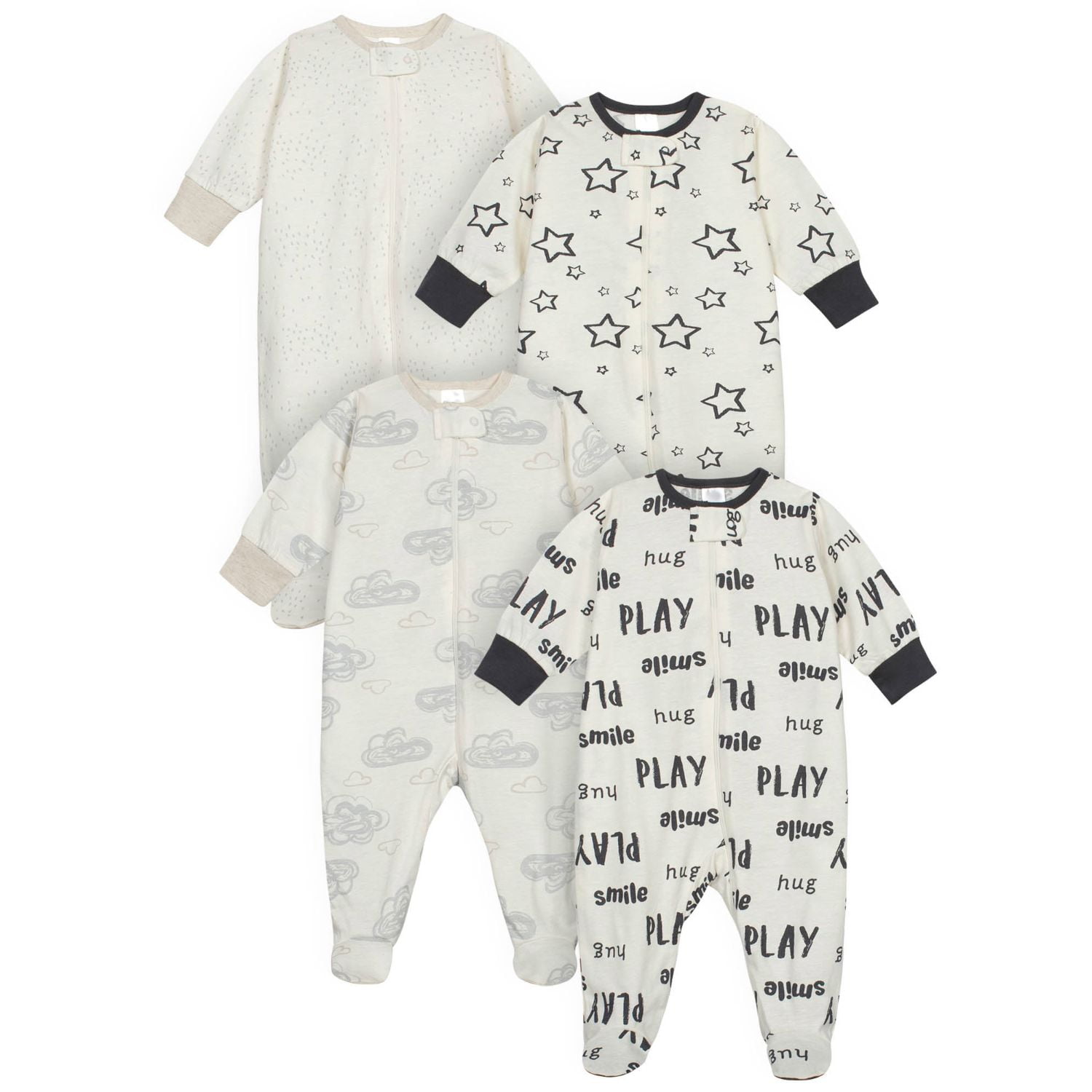 Onesies Brand Gender Neutral Sleep 'n Plays Footed Pajamas, 4-Pack ...