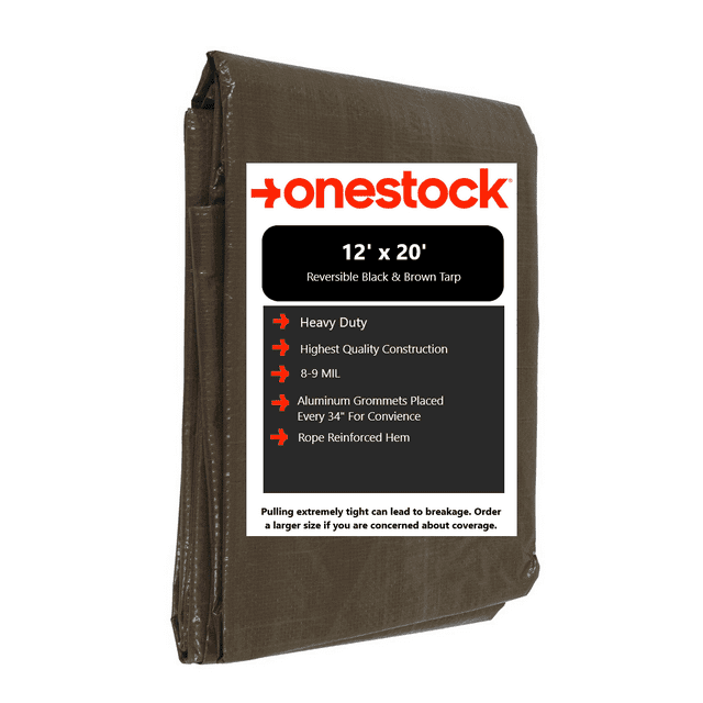 Onestock 12 ft. x 20 ft. Heavy Duty Reversible Poly Tarp Cover with ...