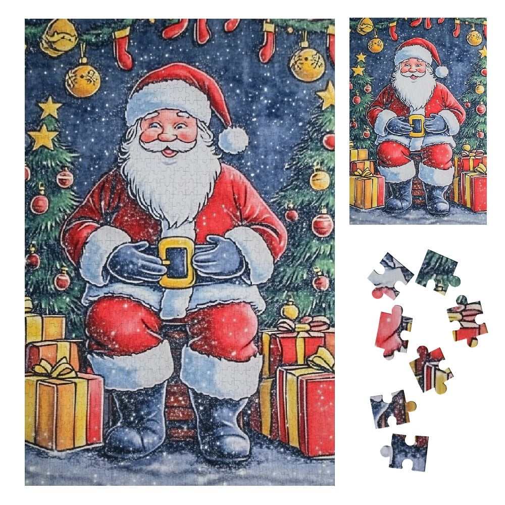 Onetech Christmas Tree Santa Claus Presents Wooden Puzzle Vertical ...