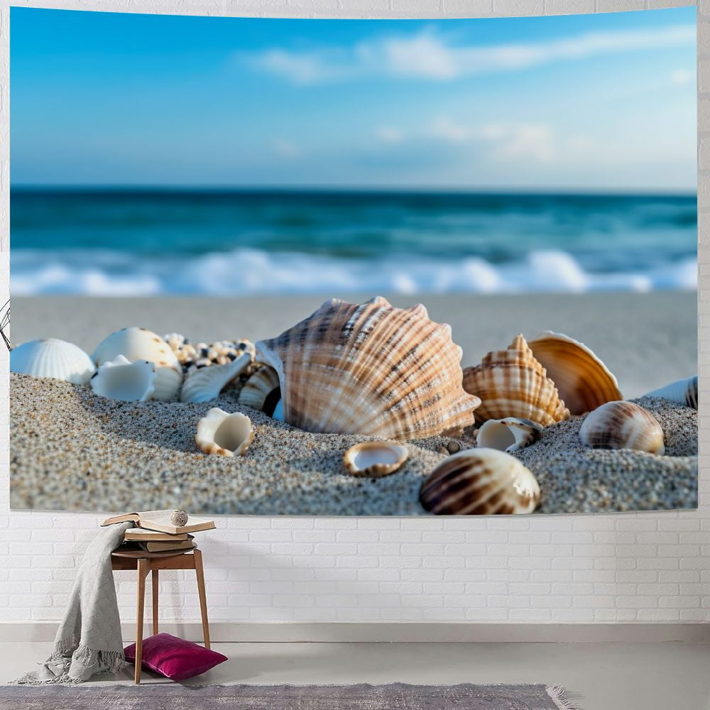 Onetech Seashell Starfish Beach Tapestry Wall Hanging Tapestry Suitable ...
