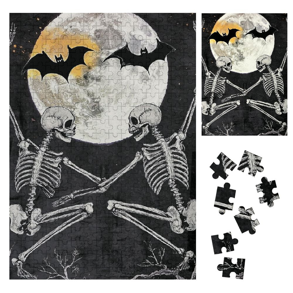 Onetech Skeletons Full Moon Bats Wood Puzzle Vertical Challenging ...