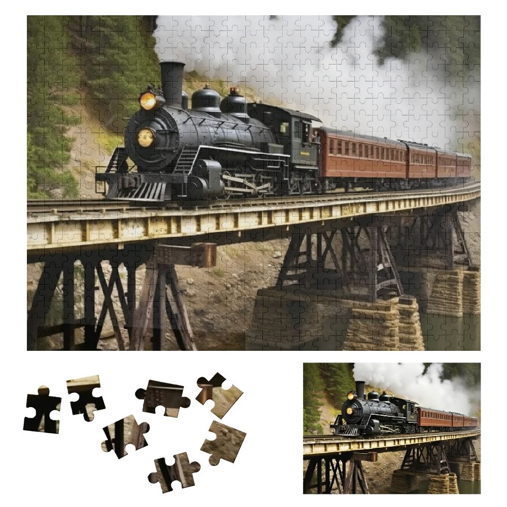 Onetech Train Bridge Smoke Wooden Jigsaw Puzzle for Adults and Kids ...