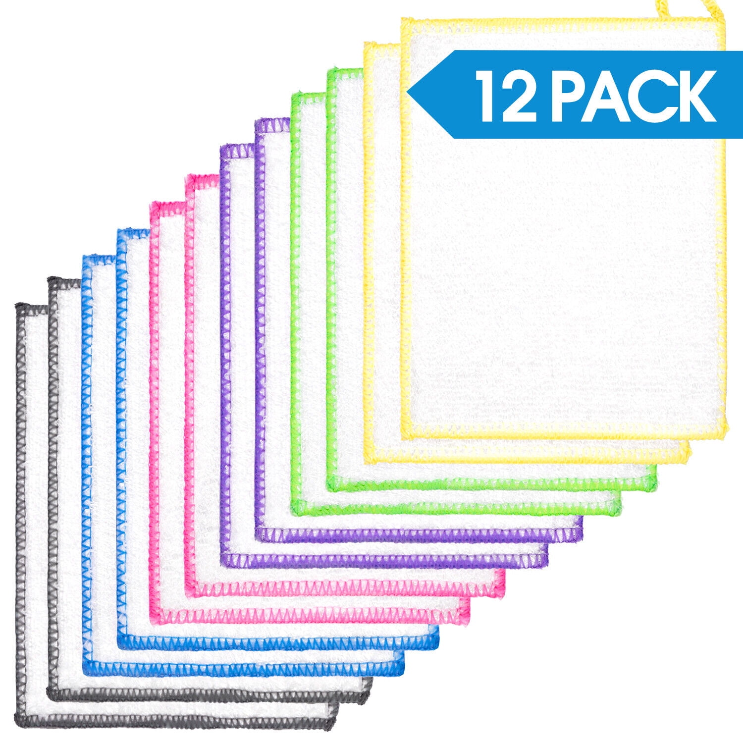 12PCS Bamboo Kitchen Dish Clothes Kitchen Towel Dishcloths Washing ...