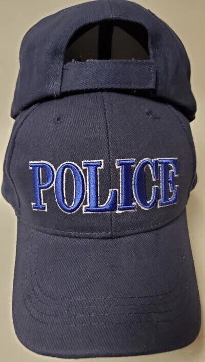 Police Cap Navy Blue Law Enforcement Hat Black Embroidered Letters ...