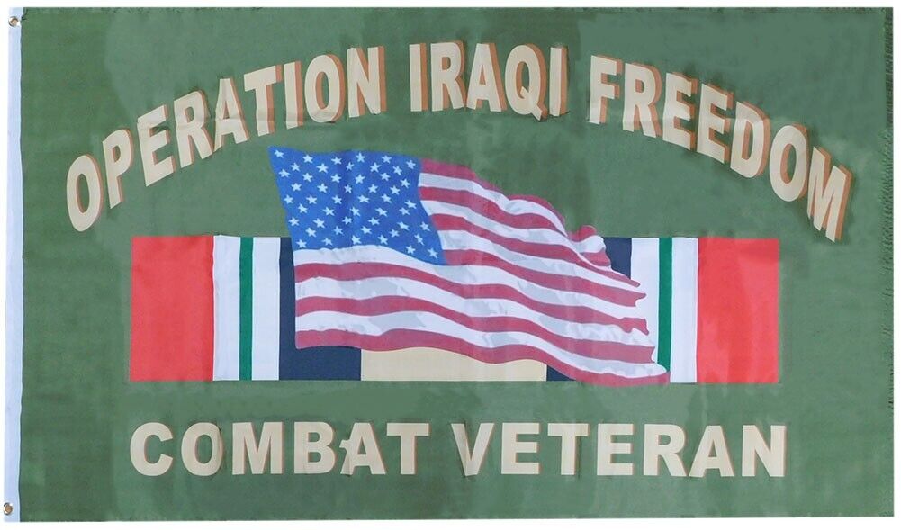 Operation Iraqi Freedom Combat Veteran Green 3'x5' 100D Woven Poly ...