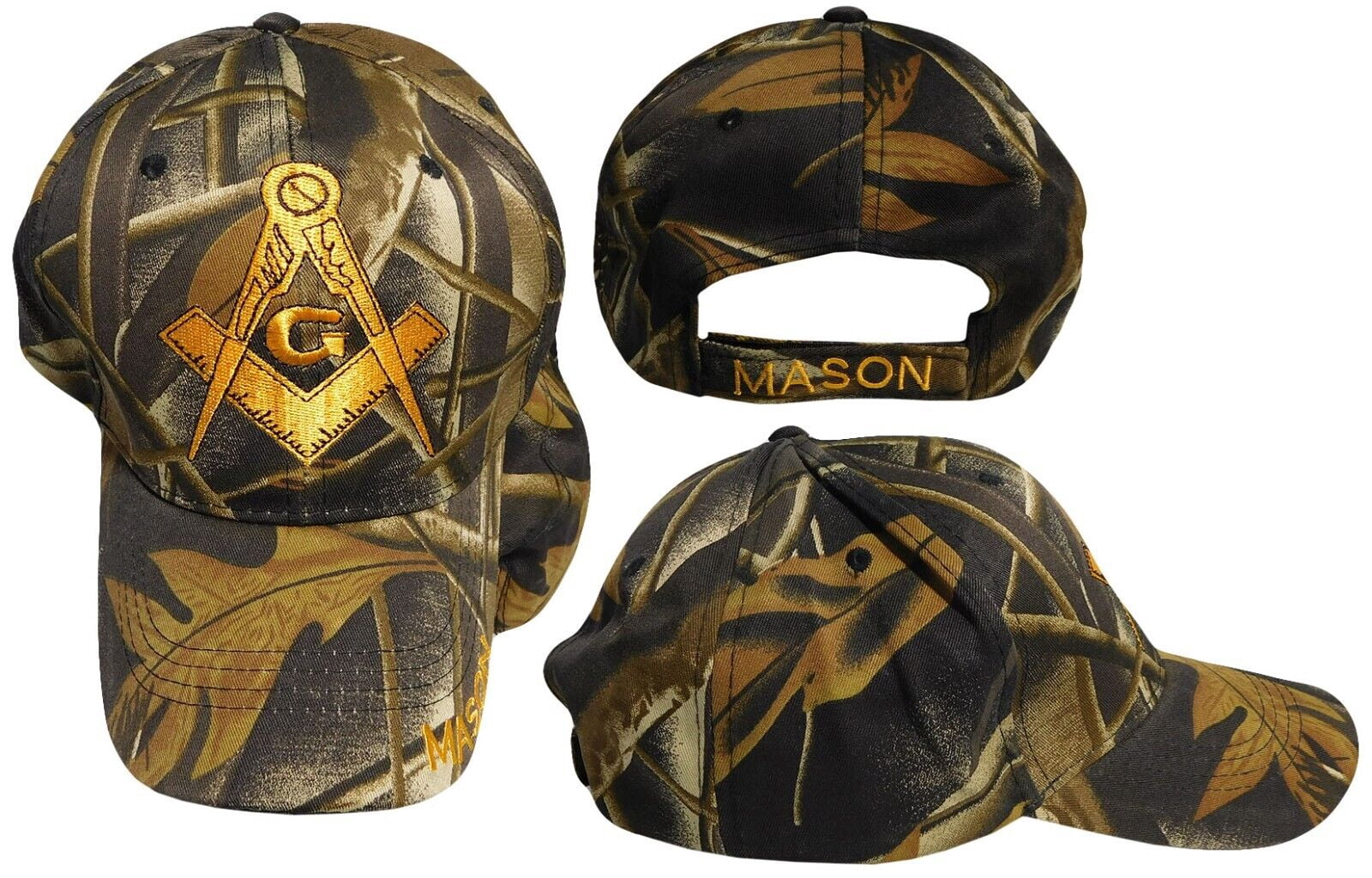 MASON WOODLAND CAMO EMBROIDERED ADJUSTABLE HAT masonic lodge camouflage ...