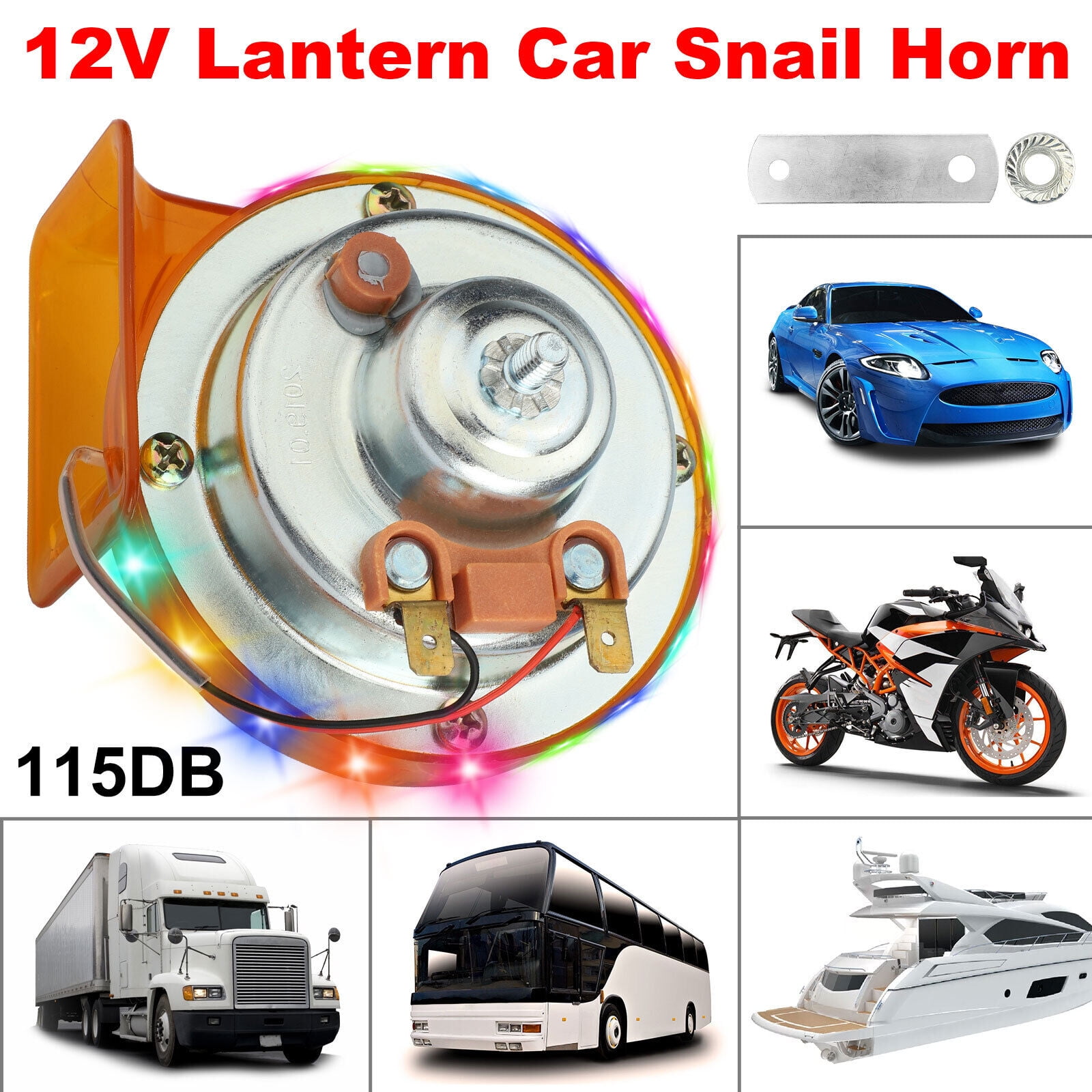115DB Super Train Snail Horn with RGB Light For Truck SUV Car Boat ...