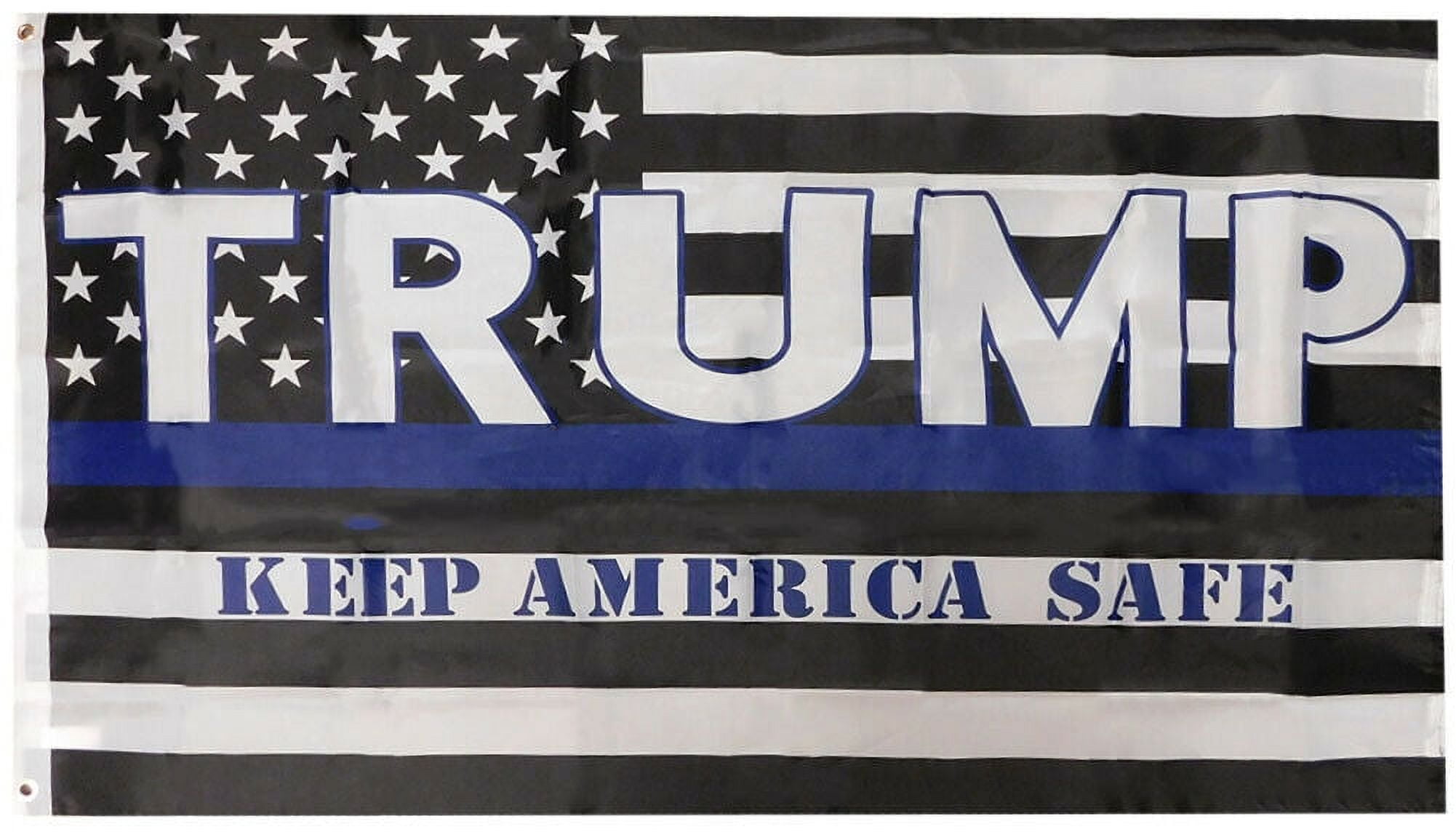 USA Trump KAS Keep America Safe Blue Line Police 3X5 Flag Rough Tex ...
